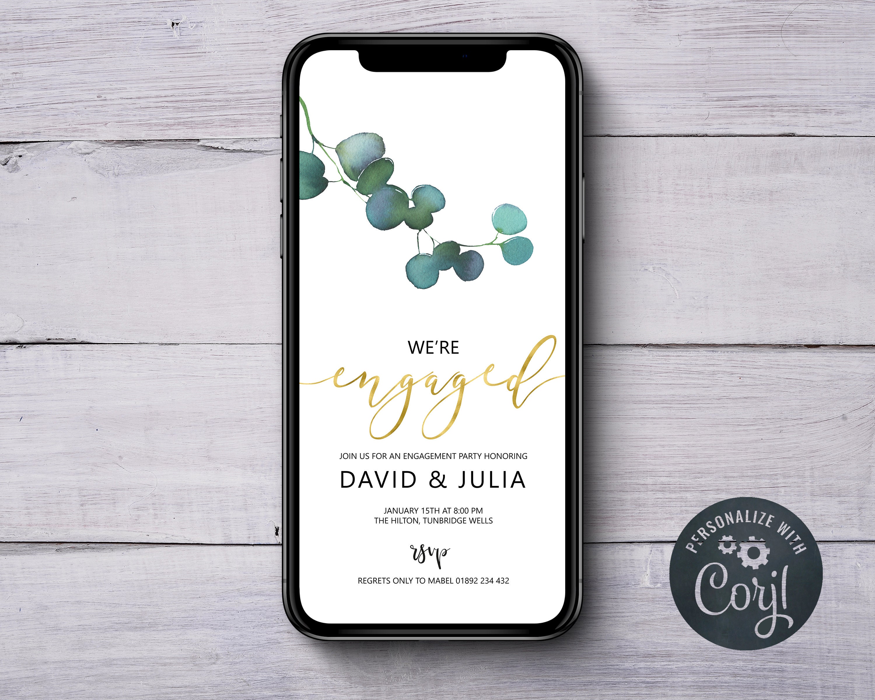 Paper & Party Supplies Paper Digital Engagement Party Invitation ...