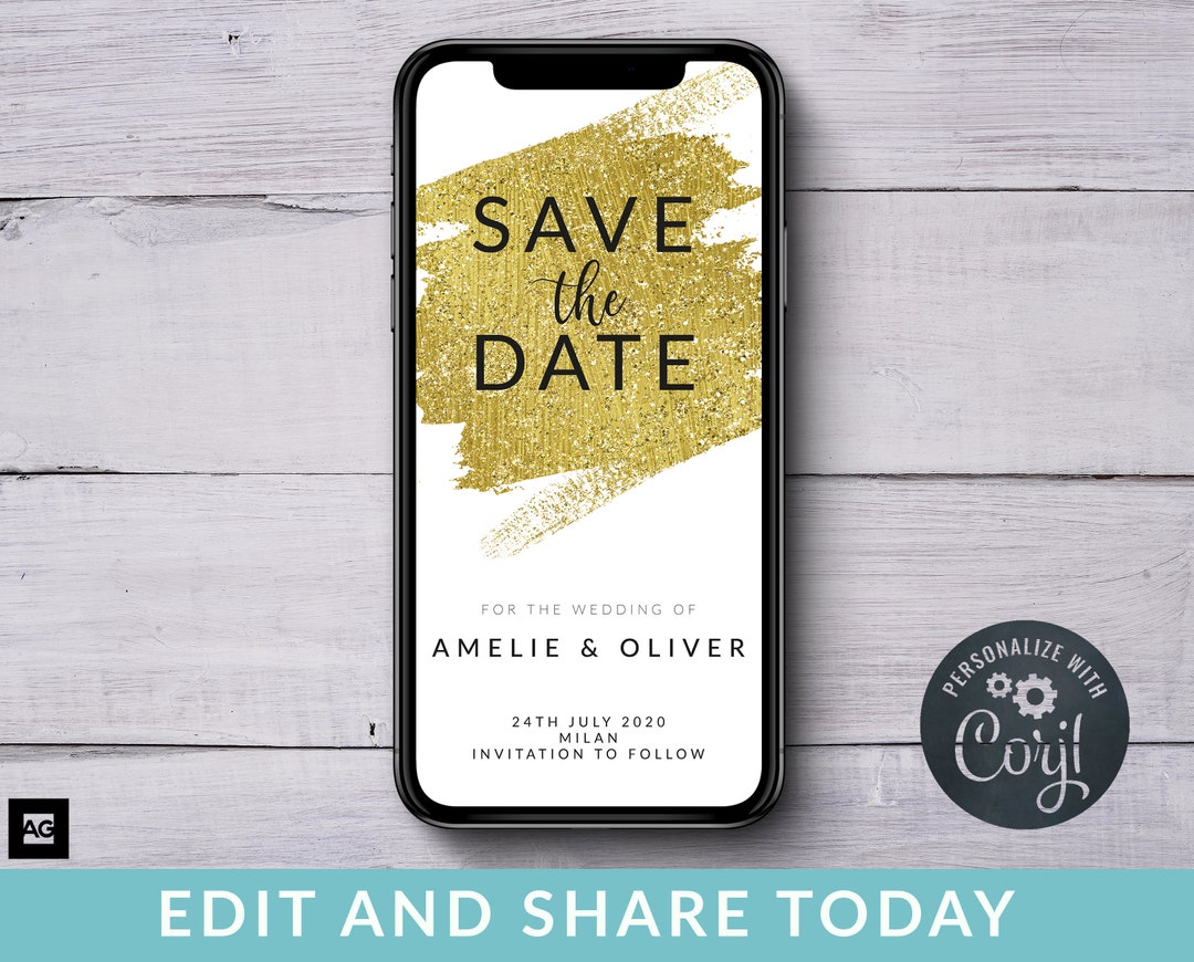 Electronic Save the Date, Phone Save the Date, INSTANT DOWNLOAD, Text ...