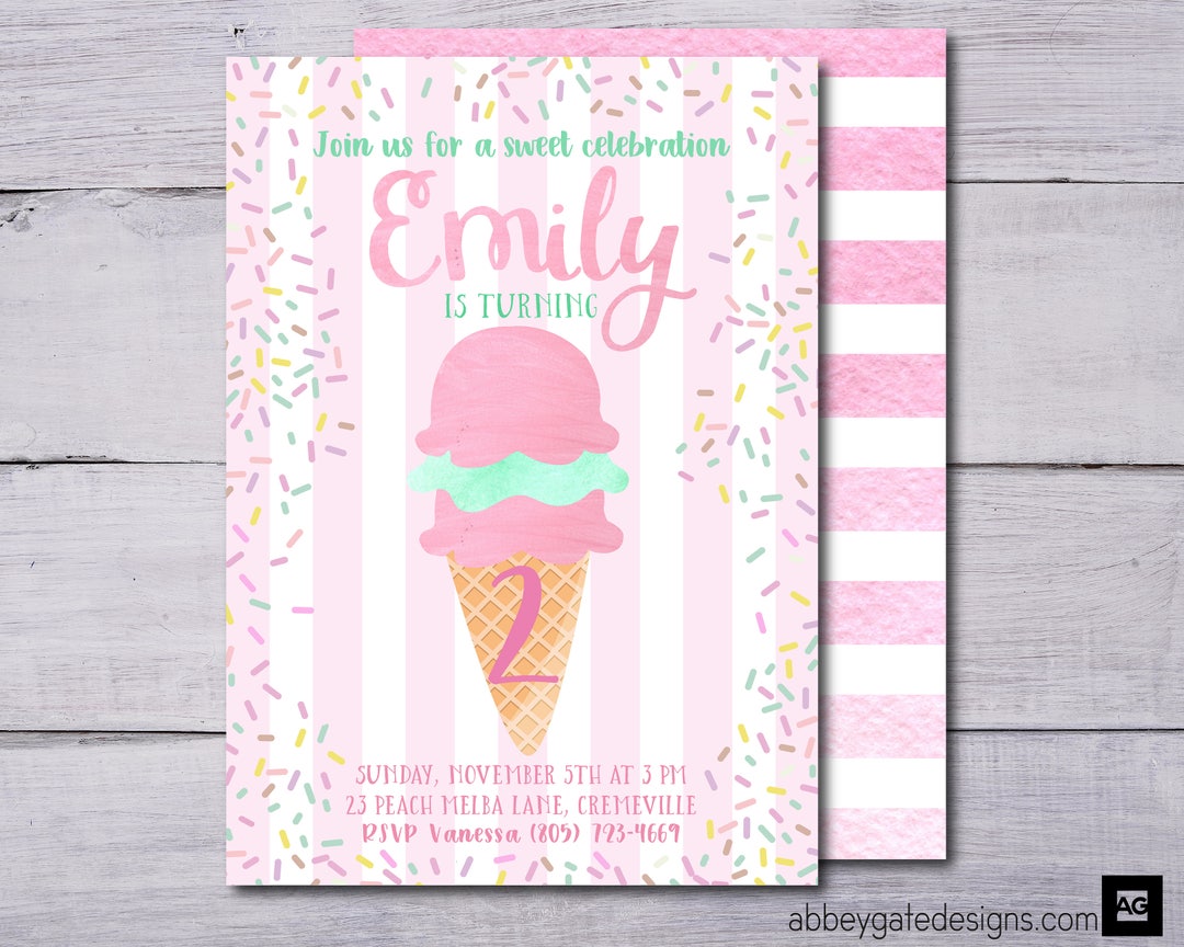 Ice Cream Party Invitation, Ice Cream Invitation, Ice Cream Invites ...