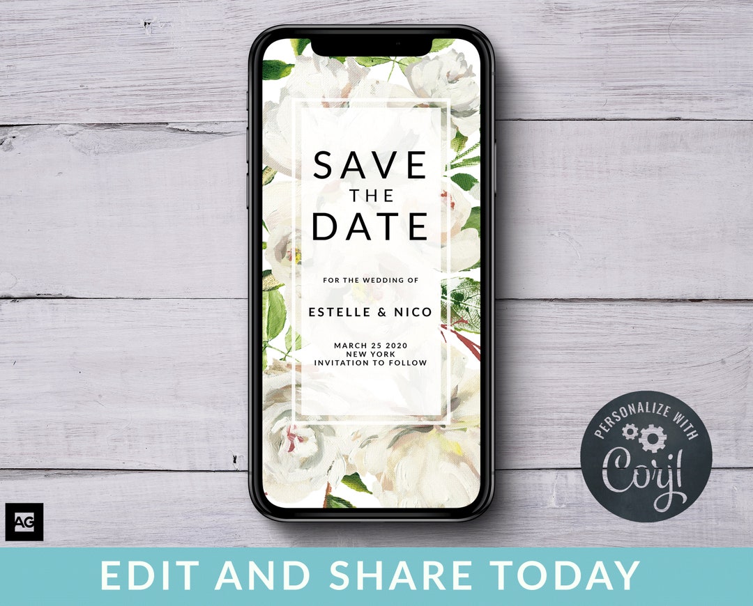 Save the Date, Electronic Save the Date, Digital Save the Date, Cell ...