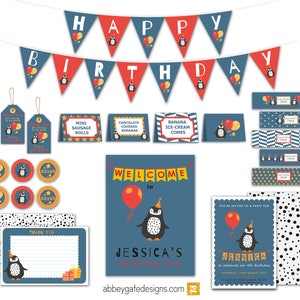 Penguin Birthday Kit, Personalised Penguin Party Bundle, Printable ...