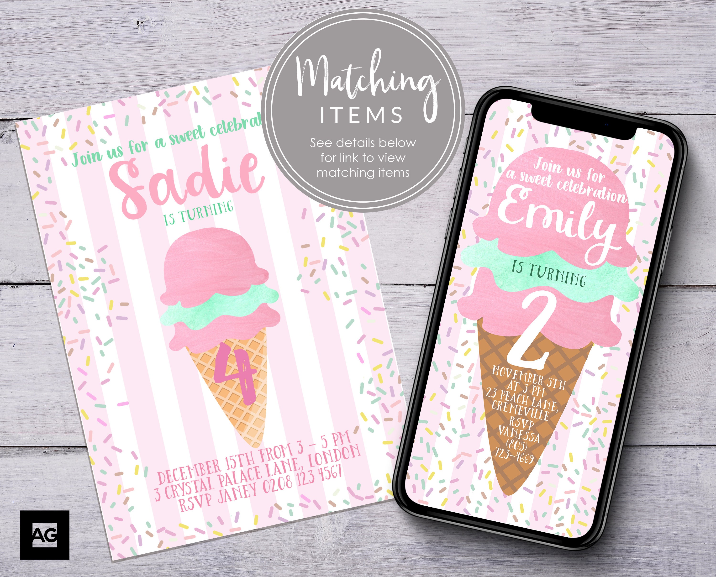 Ice Cream Party Bottle Label Template INSTANT DOWNLOAD - Etsy UK