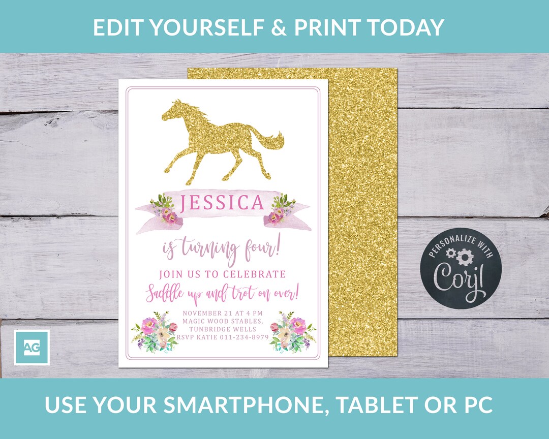 Horse Birthday Party Invites Horse Party Invitation Horse - Etsy