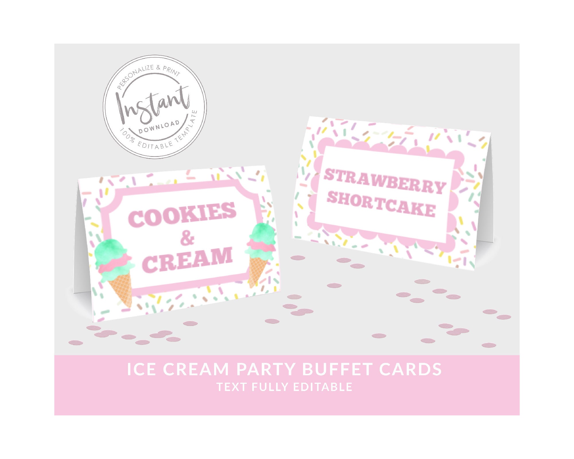 Ice Cream Party Package EDITABLE INSTANT DOWNLOAD Ice Cream | Etsy UK
