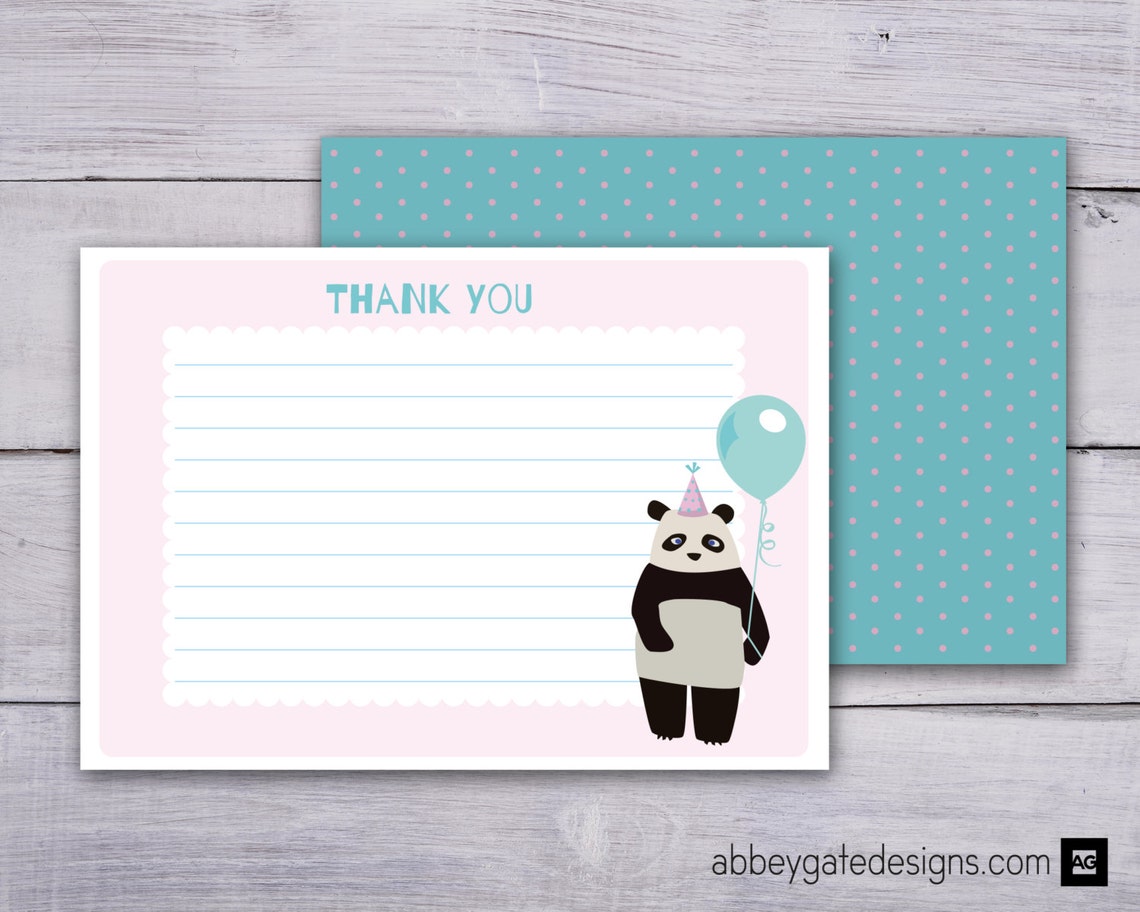 Panda Thank You Card Panda Thank You Note Printable Thank | Etsy