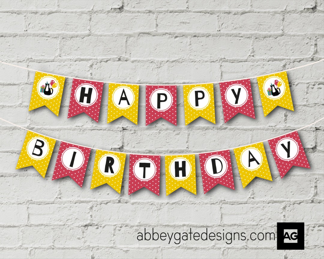 Cat Birthday Bunting Instant Download Printable Cat Birthday - Etsy
