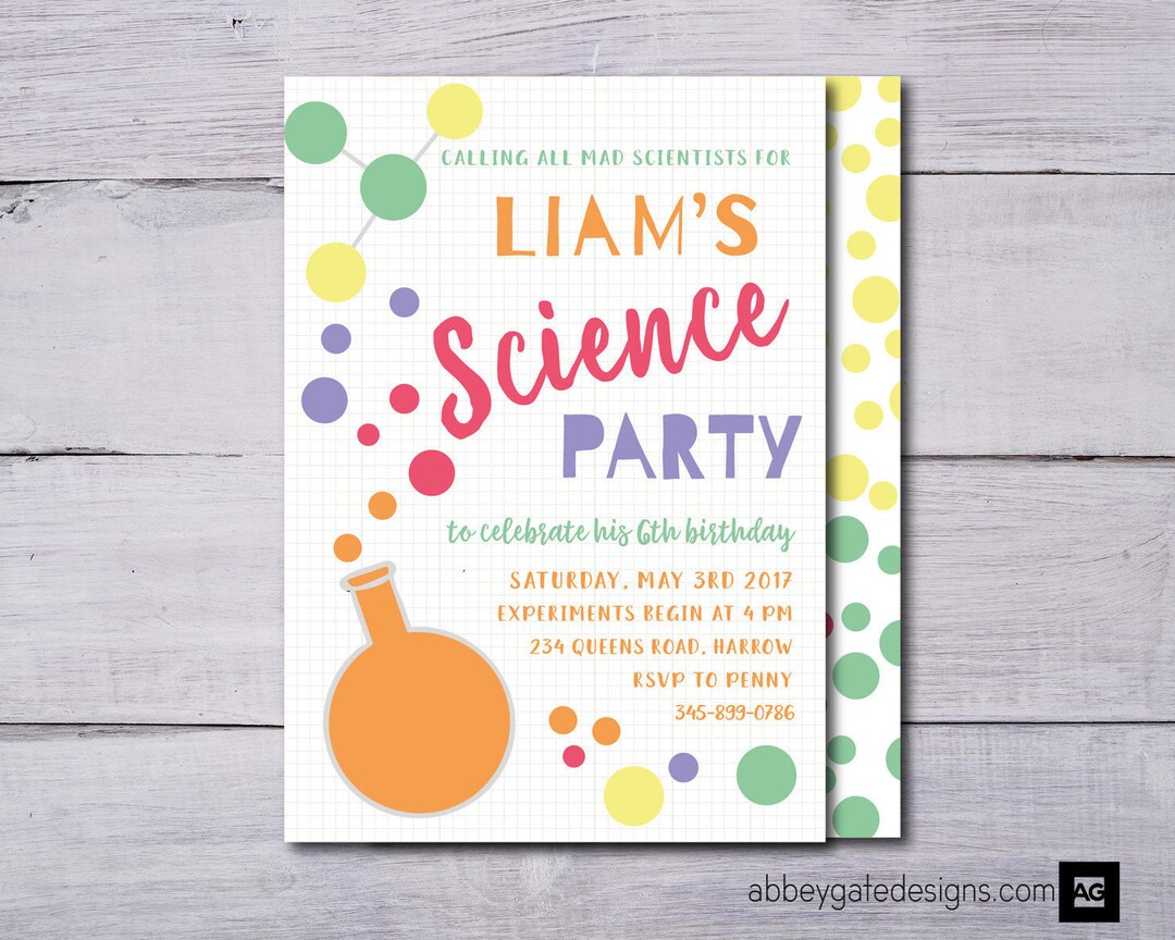 Science Party Invite, Science Themed Party, Science Birthday, Science ...