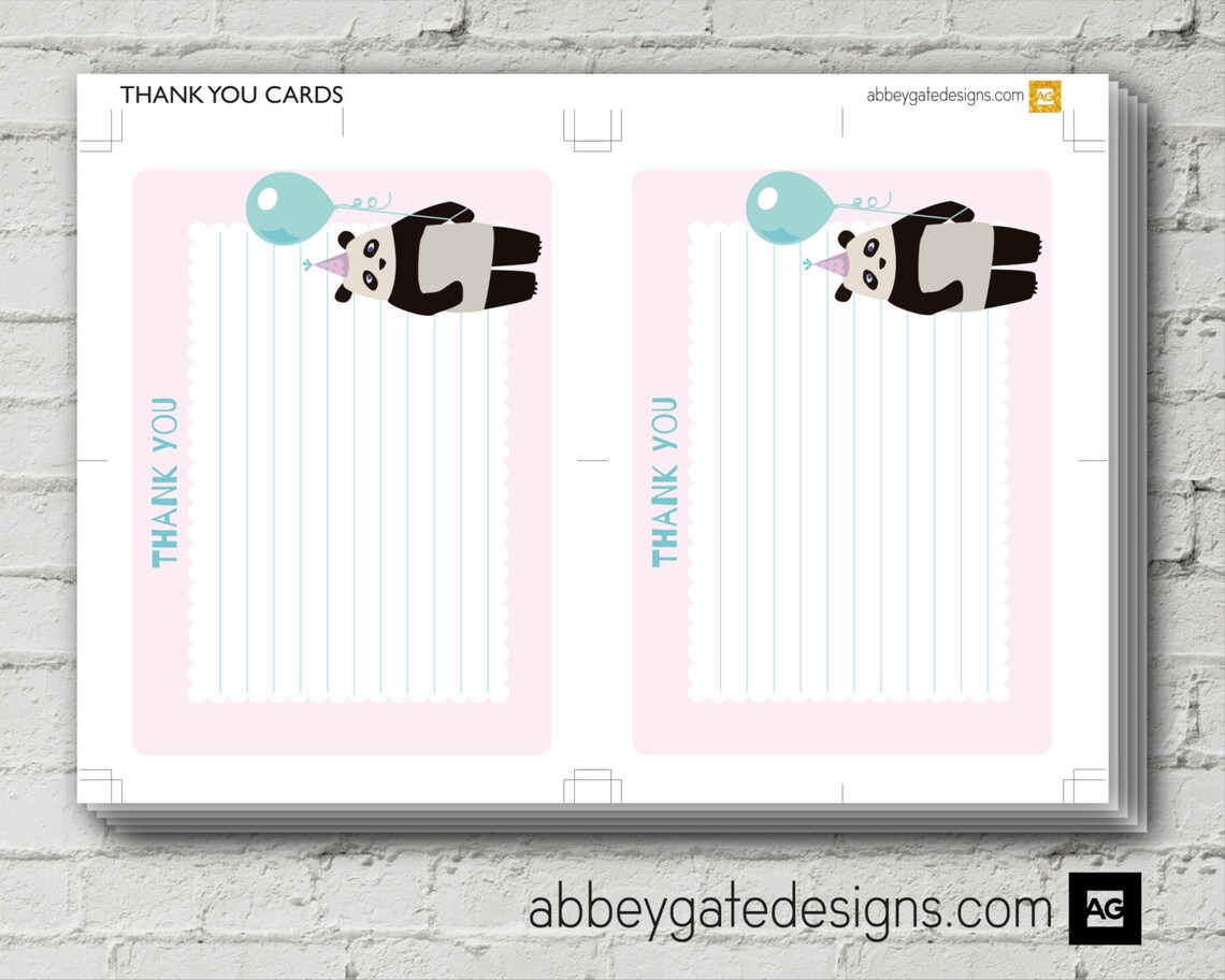 Panda Thank You Card Panda Thank You Note Printable Thank | Etsy