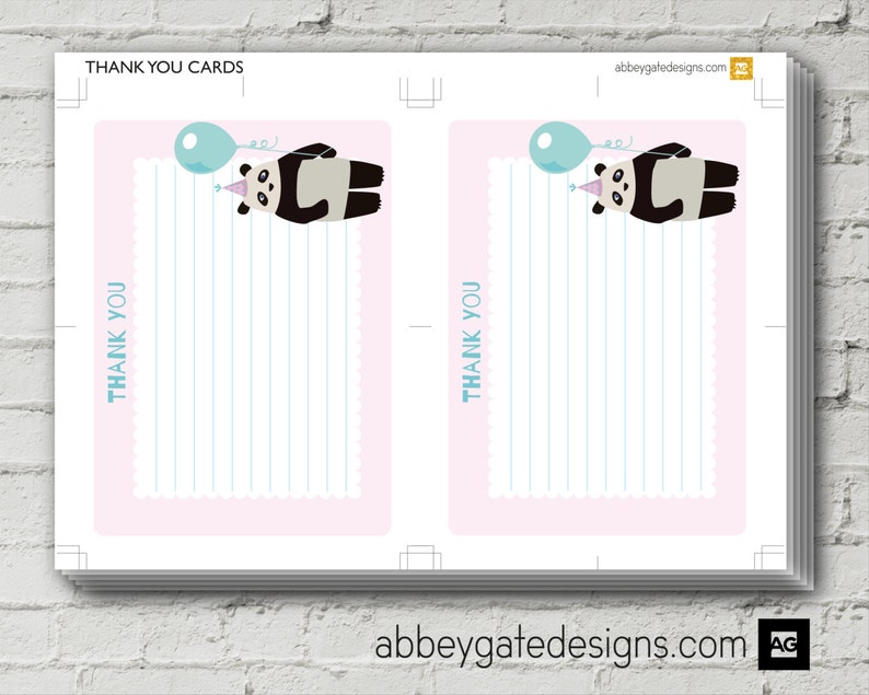 Panda Thank You Card Panda Thank You Note Printable Thank | Etsy