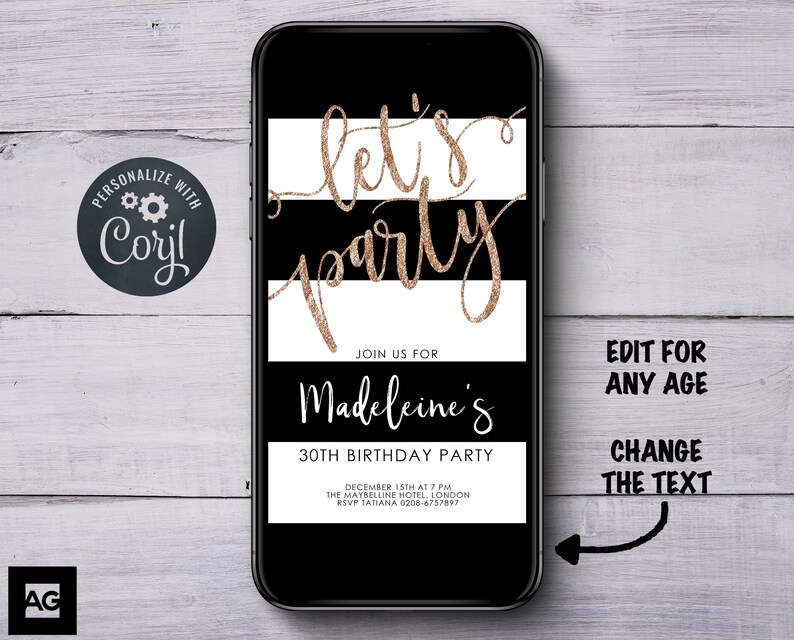 Editable Phone Invite Phone Party Invitation Cell Phone | Etsy