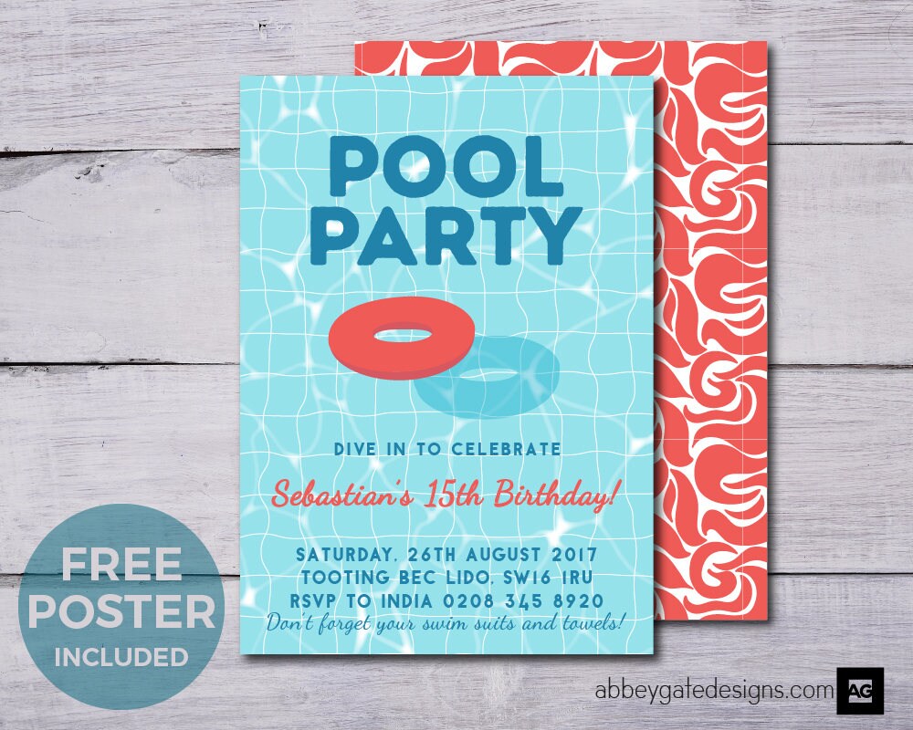 Pool Party Invite Swim Party Invite Pool Party Indoor Pool | Etsy