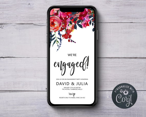 SMS Engagement Party Invitation Electronic Engagement Party - Etsy