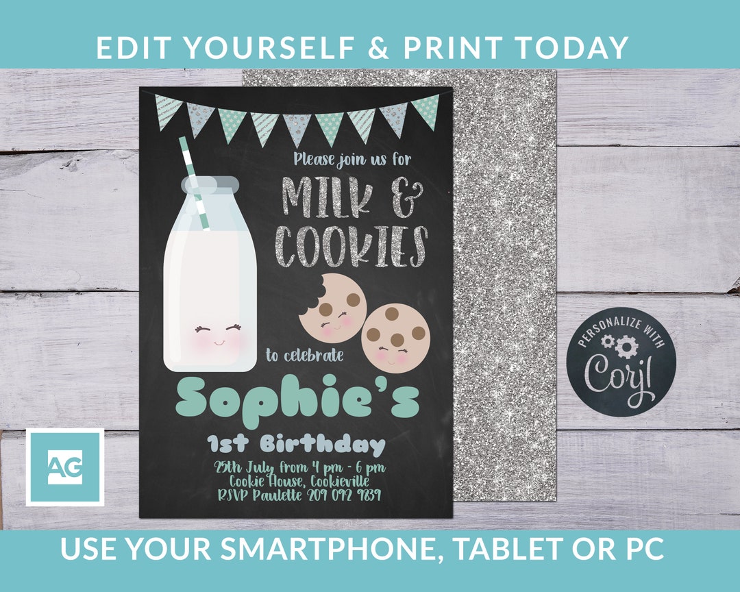 Milk and Cookies Party Invite, Milk Bar Birthday Invitation, Milk and ...