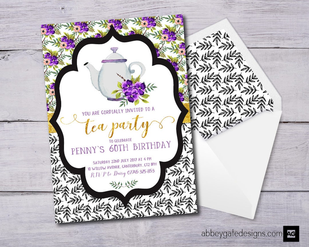 Tea Party Invitation, Tea Party Birthday Invitation, Tea Party Invite ...