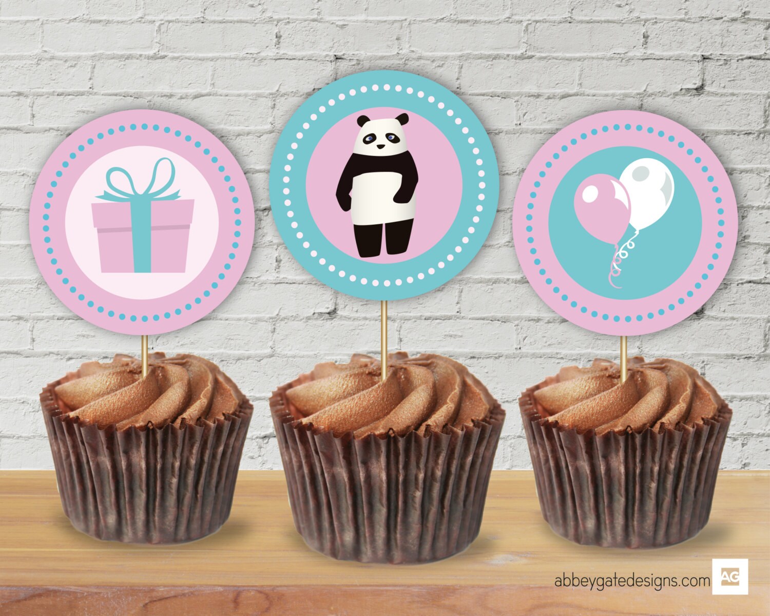 Panda Party Cupcake Topper/ Dessert Topper/ Sticker/ Label Printable ...