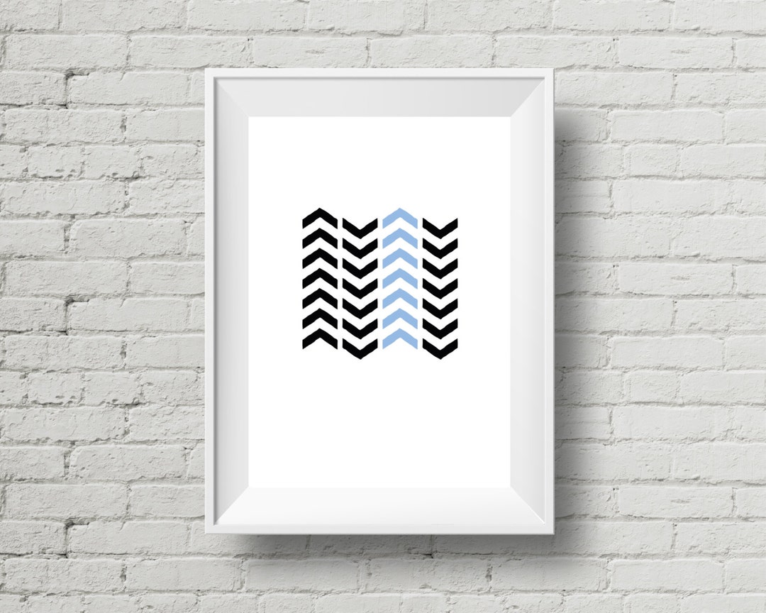 Geometric Chevron Art, Instant Download, Printable Wall Art, Black and ...
