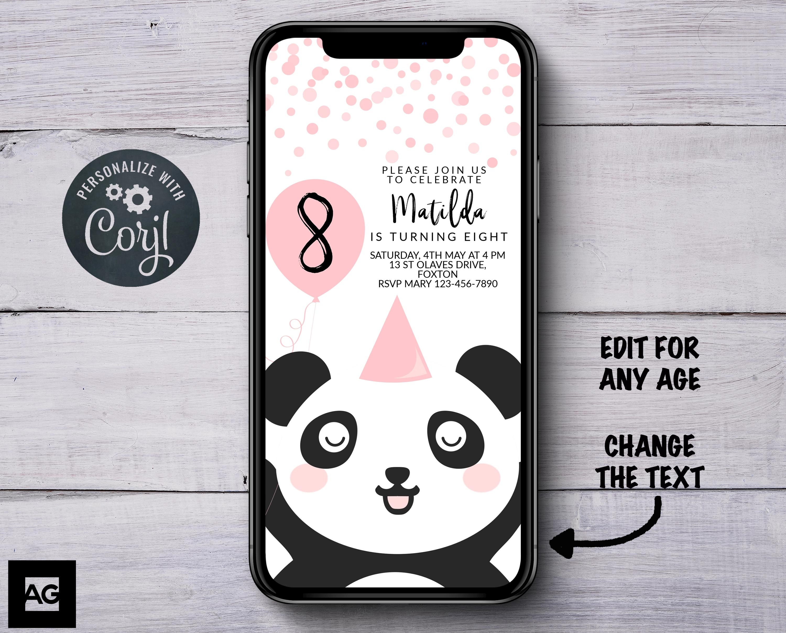 Electronic Panda Party Invitation, Panda Party E-invite, Panda Party ...