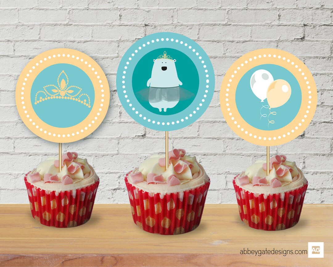 Bear Cupcake Toppers, Printable Cake Toppers, Bear Party Stickers ...