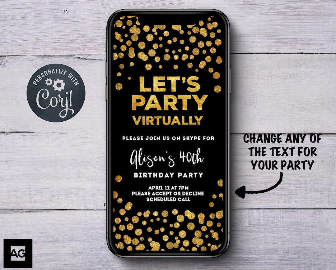Self-isolation Party Invite, Social Distancing Party Invite, Zoom Party ...
