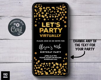 Zoom Party Invite, Skype Party Invite, Quarantine Party Invite, Digital ...