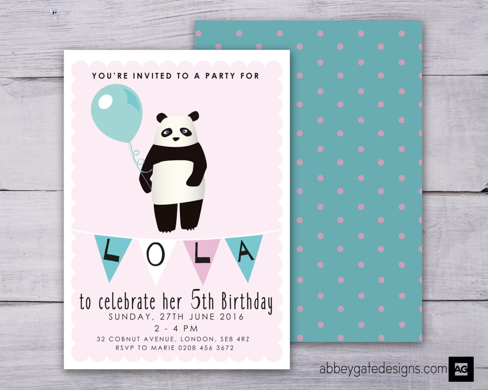 Personalised Panda Invitation Panda Party Invitation - Etsy UK