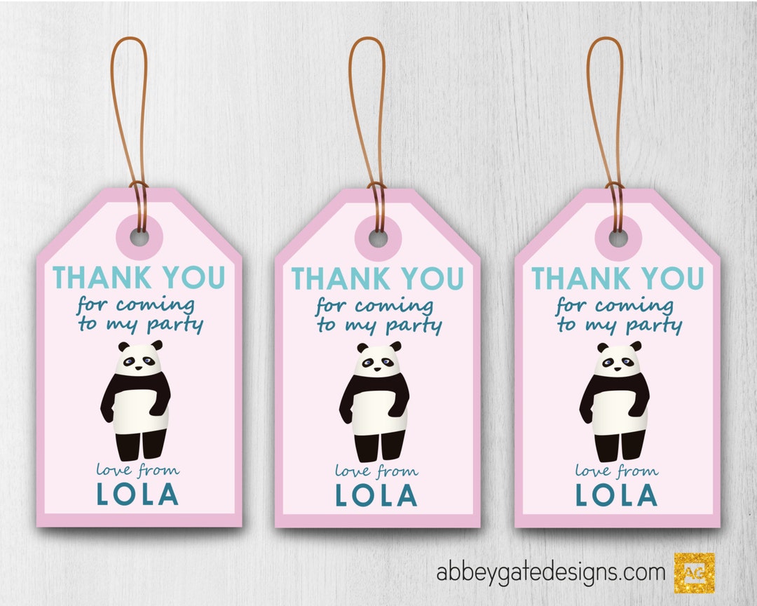 Printable Panda Party Favour Tags, Personalised, Panda Birthday Thank ...