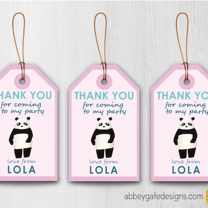 Printable Panda Party Favour Tags, Personalised, Panda Birthday Thank ...