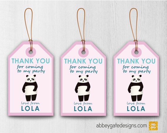 Printable Panda Party Favour Tags Personalised Panda | Etsy