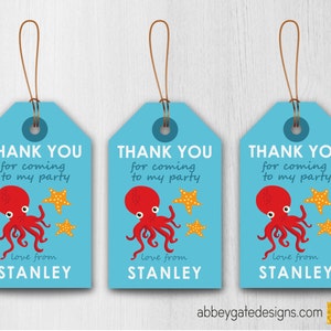 Printable Octopus Party Favour Tags Personalised Octopus - Etsy