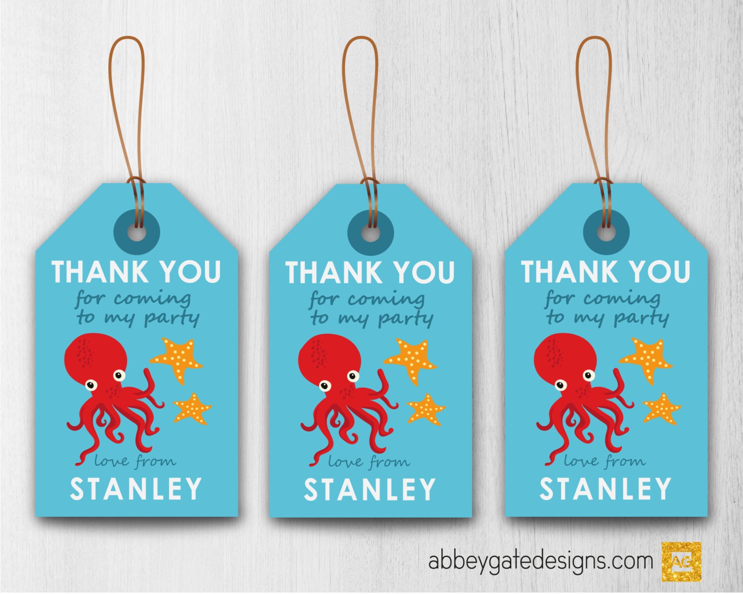 Printable Octopus Party Favour Tags Personalised Octopus | Etsy