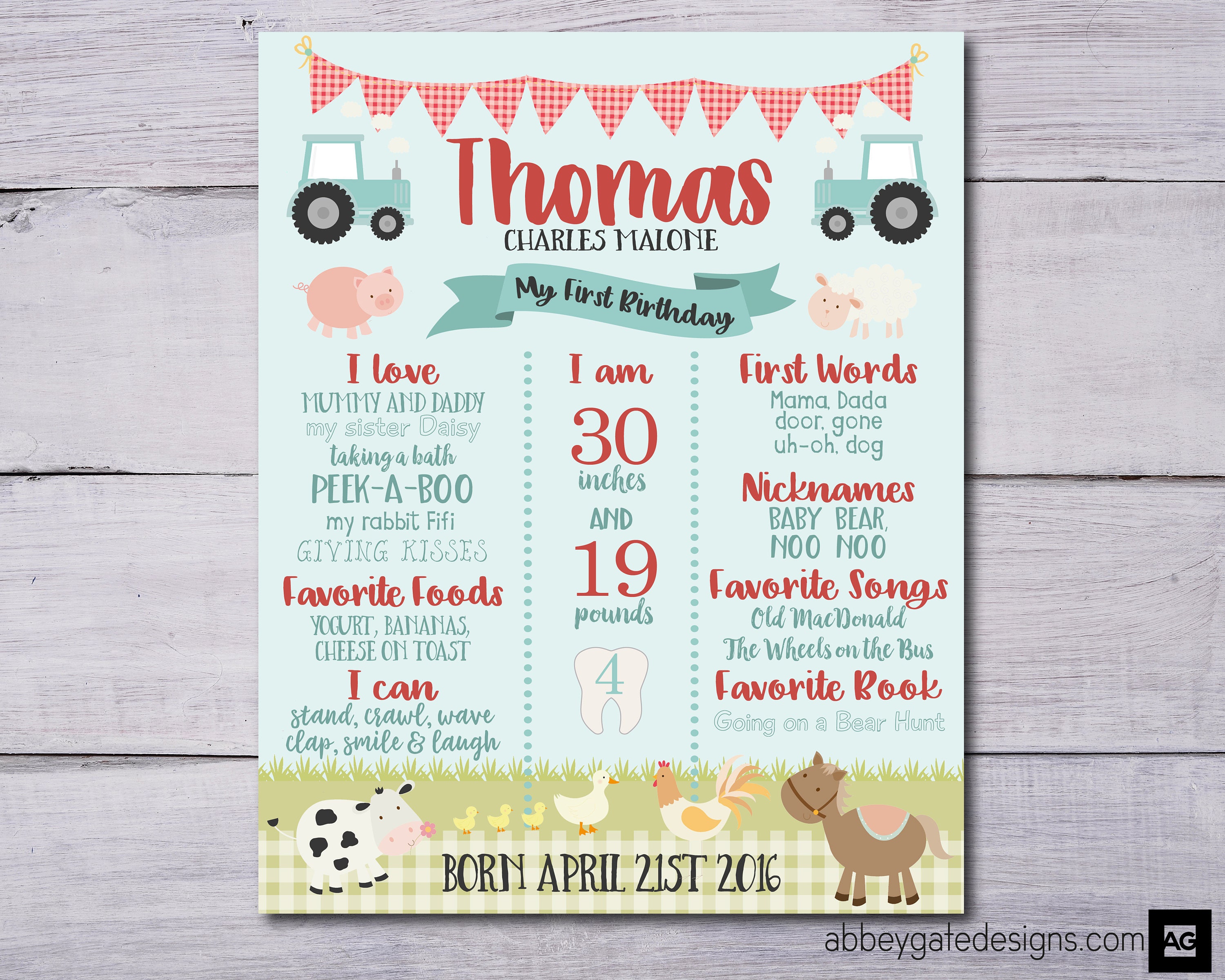 Birthday Poster First Birthday Poster 1st Birthday Poster | Etsy