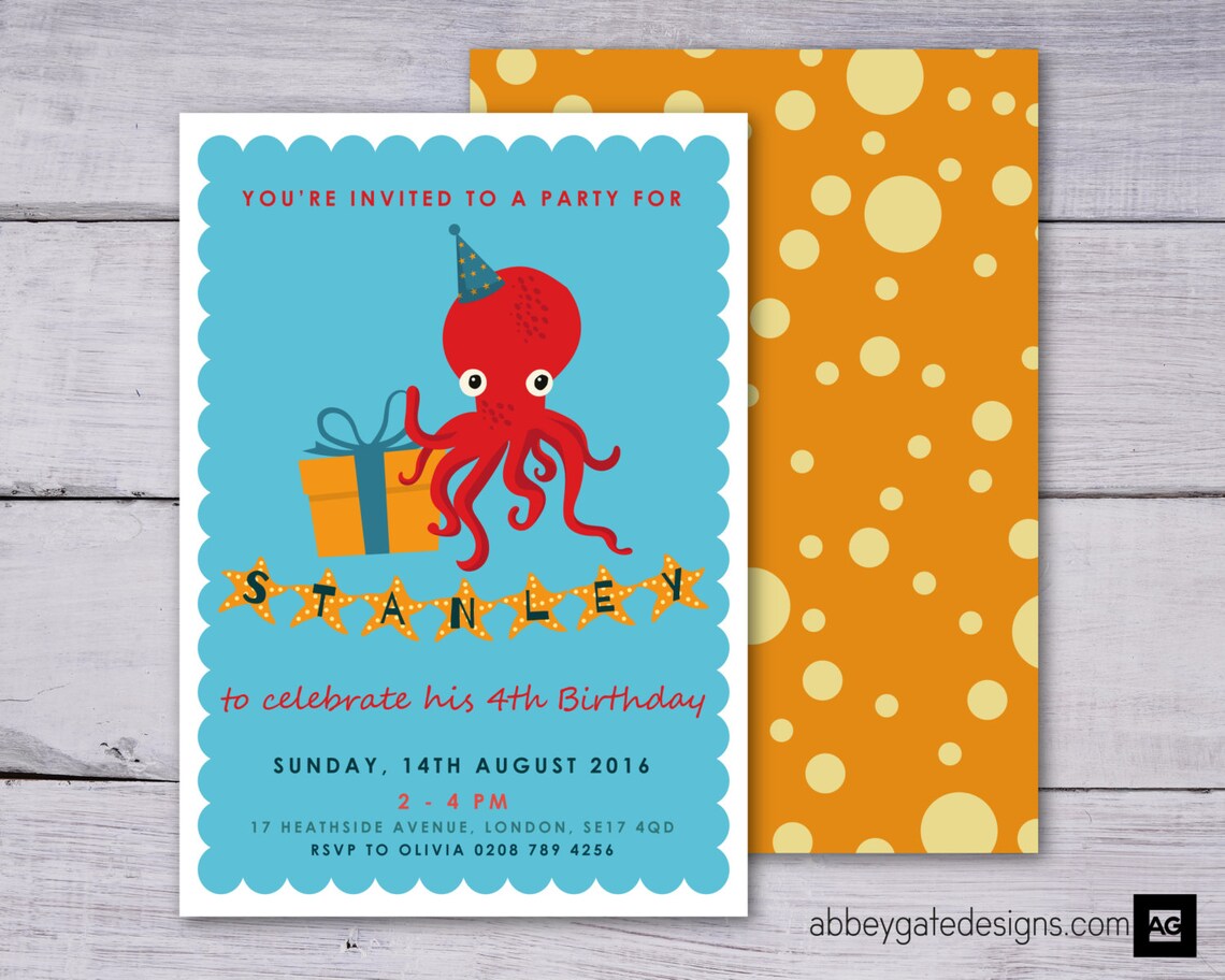 Octopus Birthday Kit Personalised Under the Sea Party Bundle - Etsy