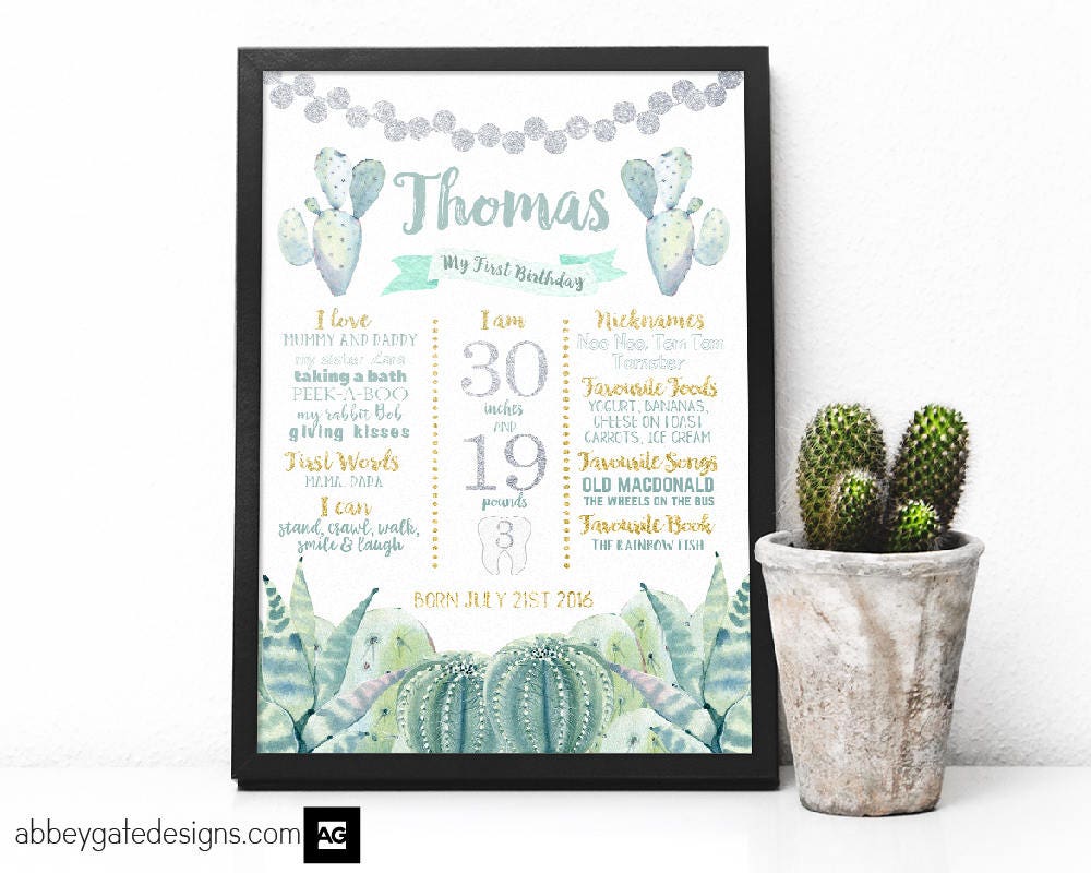 Cactus Birthday Poster Fiesta Birthday Poster Cactus | Etsy