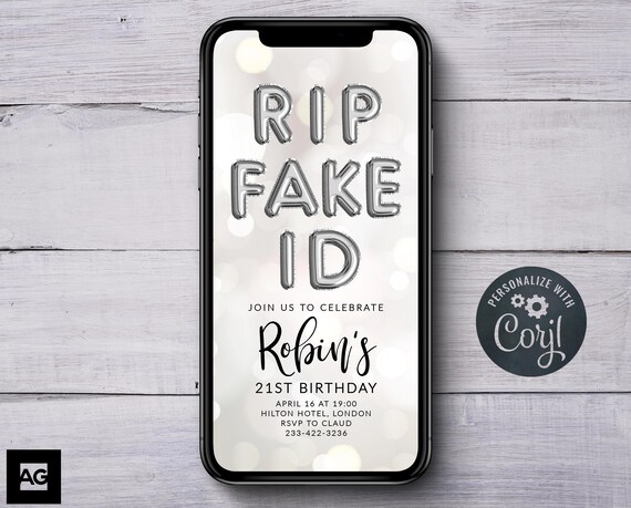 RIP Fake ID Birthday Party Evite Phone Birthday Invite - Etsy