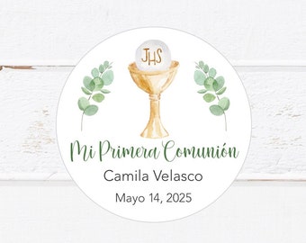 PRINTED Mi Primera Comunion Sticker , First Communion Stickers - Etsy