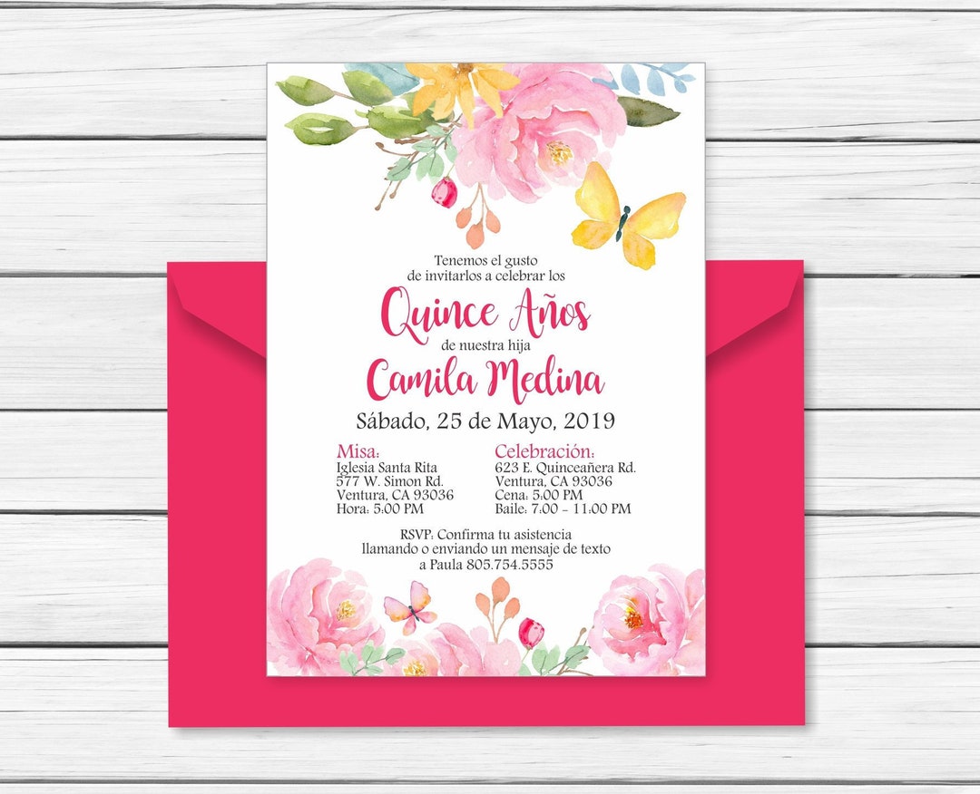 Quinceanera Invitation in Spanish Printable - Invitacion Quinceañera En ...