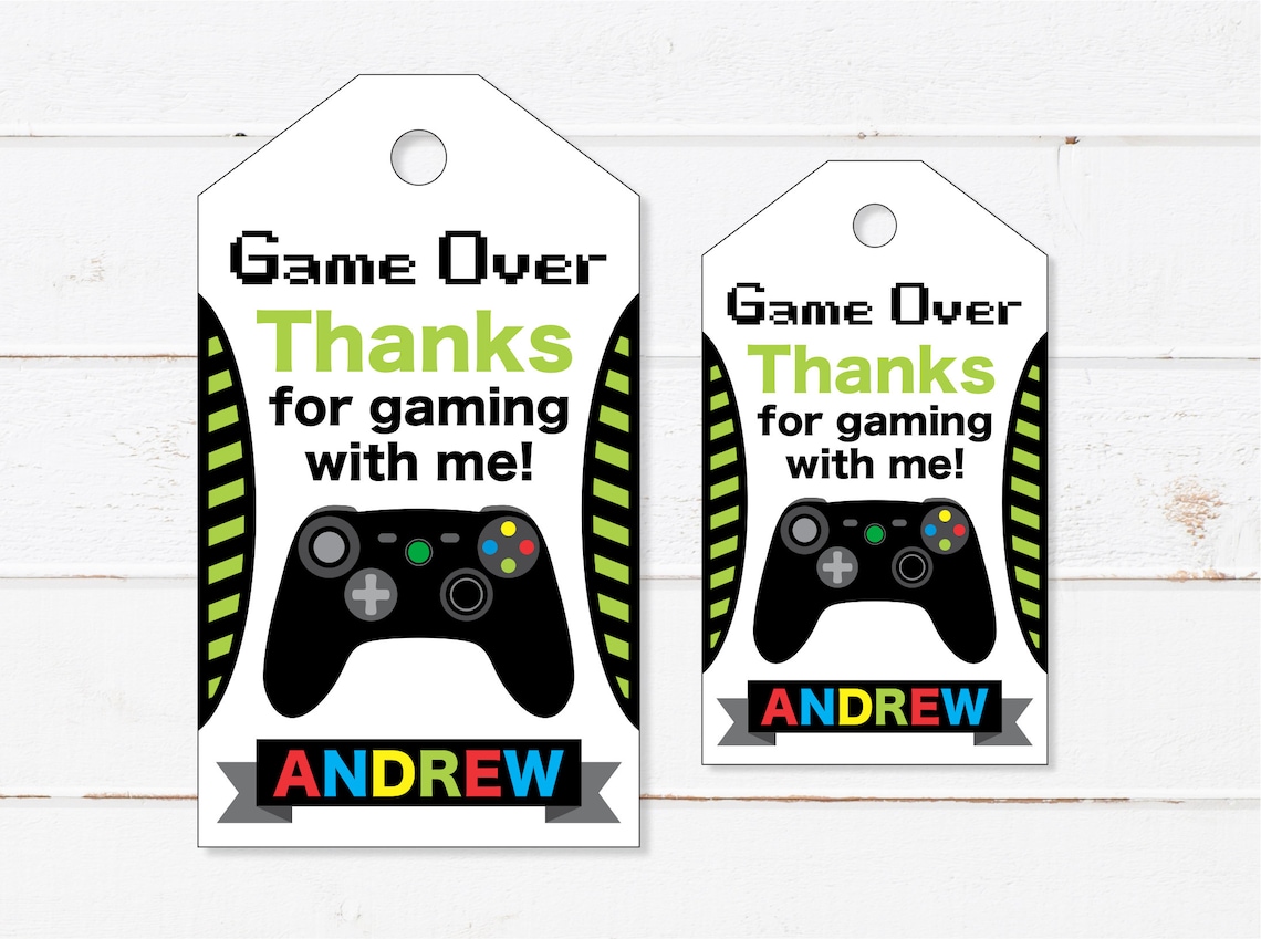 Video Game Party Favor Tags Video Game Thank You Tags Gaming - Etsy