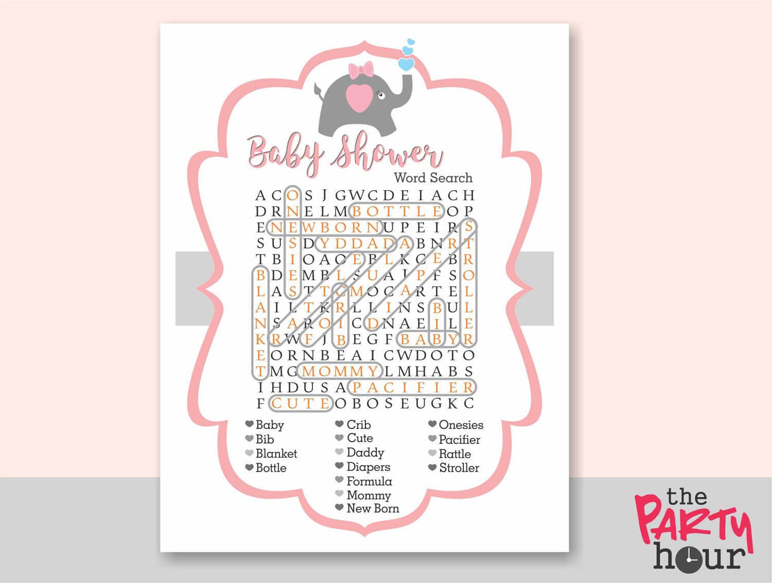 Baby Shower Games For Girls Word Search