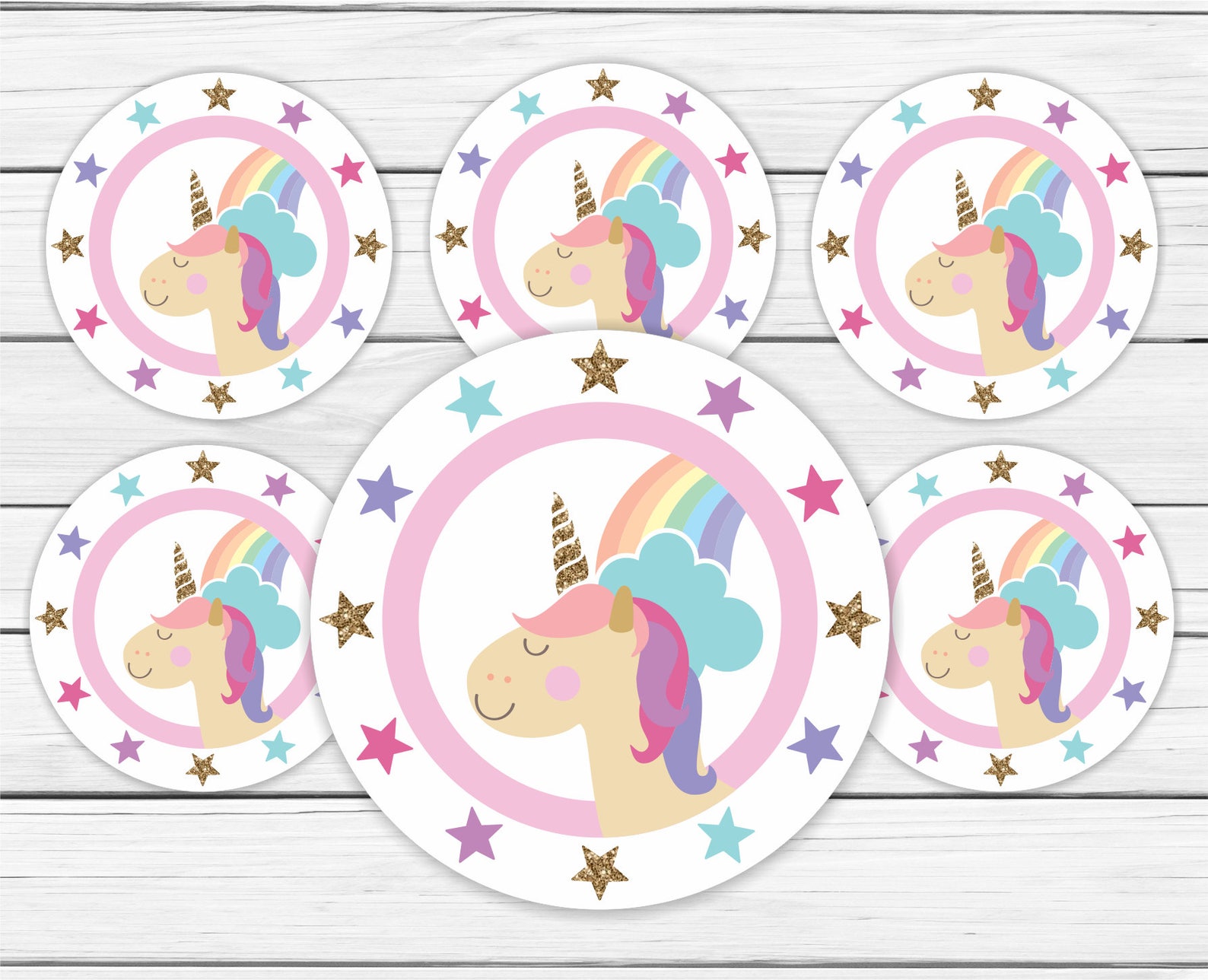 Unicorn Rainbow Birthday Cupcake Toppers Printable Unicorn Etsy Singapore