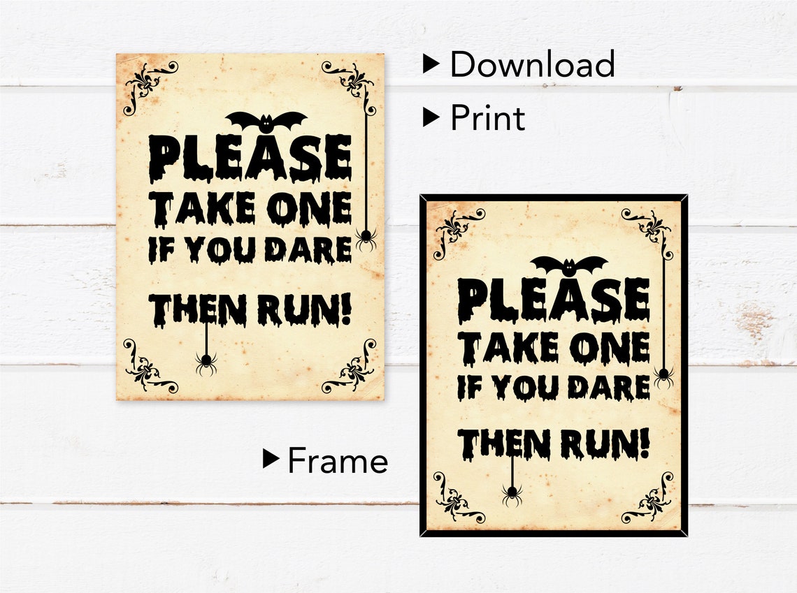 Take One Halloween Candy Sign, Scary Halloween Trick or Treat Sign ...