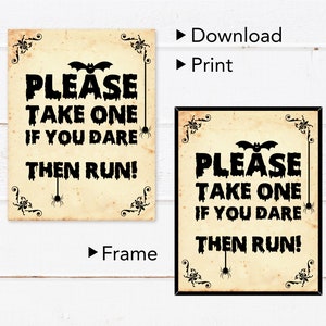 Take One Halloween Candy Sign, Scary Halloween Trick or Treat Sign ...