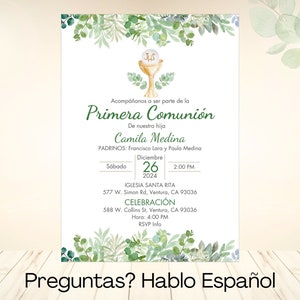 First Communion Invitation Spanish Boys Girls, Editable Template First ...