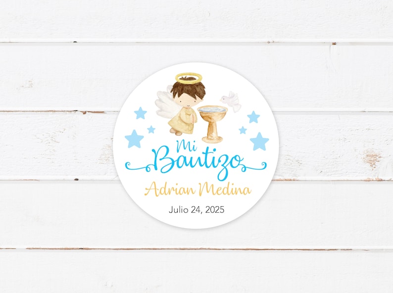 Baptism Stickers in English or Spanish - Digital File - Girl Angel or ...