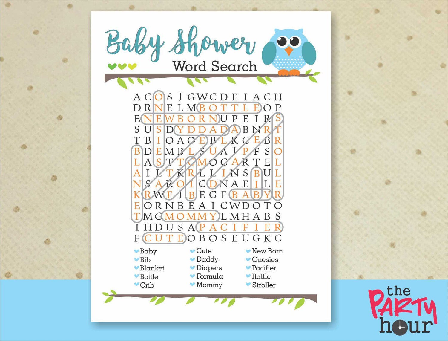 Baby Shower Games For Boys Word Search