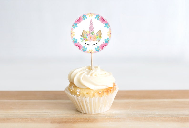 Unicorn Birthday Cupcake Toppers Digital Printable Unicorn - Etsy