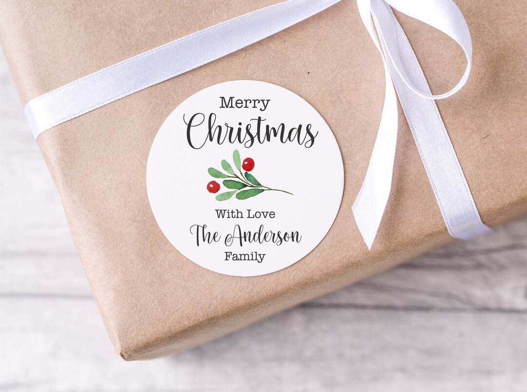 Christmas Stickers 2 Round Sheet Personalized Christmas Stickers Merry ...
