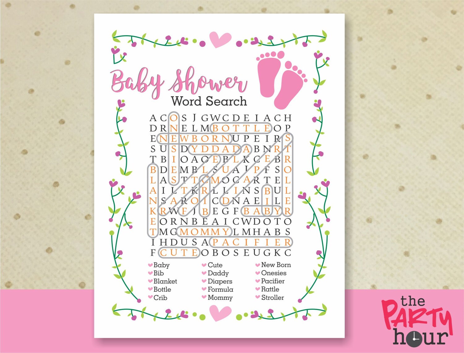 Baby Shower Games For Girls Word Search