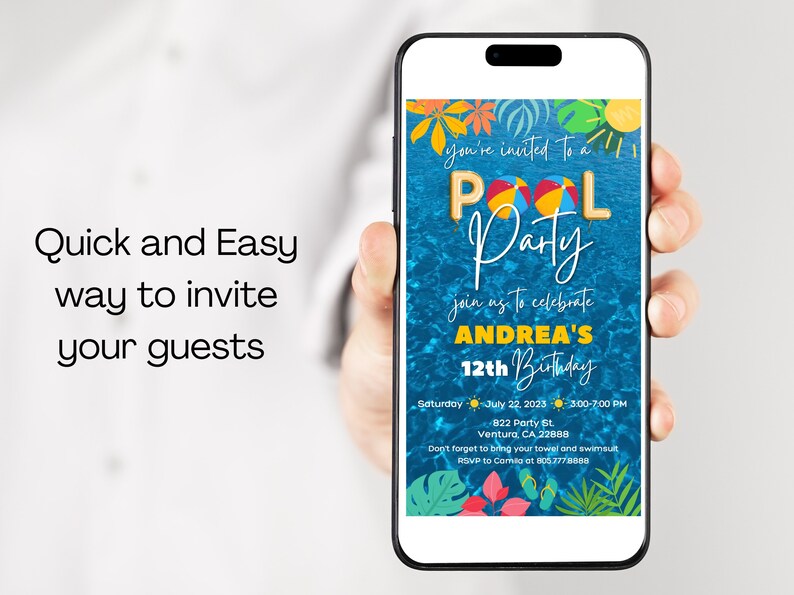 Animated Pool Party Birthday Invitation - Canva Birthday Video ...
