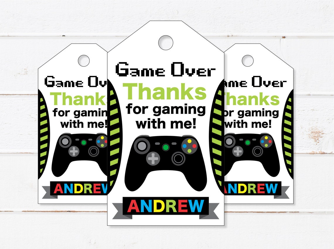 Video Game Party Favor Tags Video Game Thank You Tags Gaming | Etsy