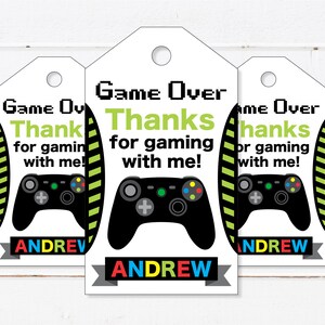 Video Game Party Favor Tags, Video Game Thank You Tags, Gaming Tags ...